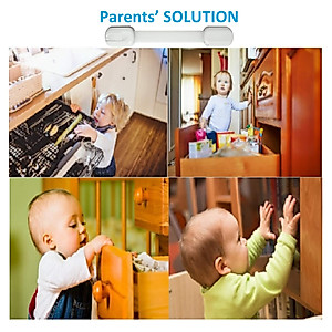 Child Safety Cabinet Strap Locks - 8 Packs Baby Proofing Adjustable Adhesive Latches With No Drilling - Fridge Drawer Dishwasher Toilet Seat Oven - Children Kid & Toddler Safety Protection By G2eComme