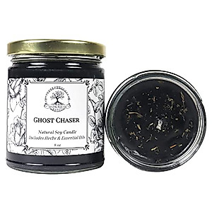 Ghost Chaser 9 oz Soy Spell Candle | with Herbs & Essential Oils | Witchcraft, Curses, Spirits, Hauntings & Negative Energy Rituals| Hoodoo Wiccan Pagan Voodoo Magick