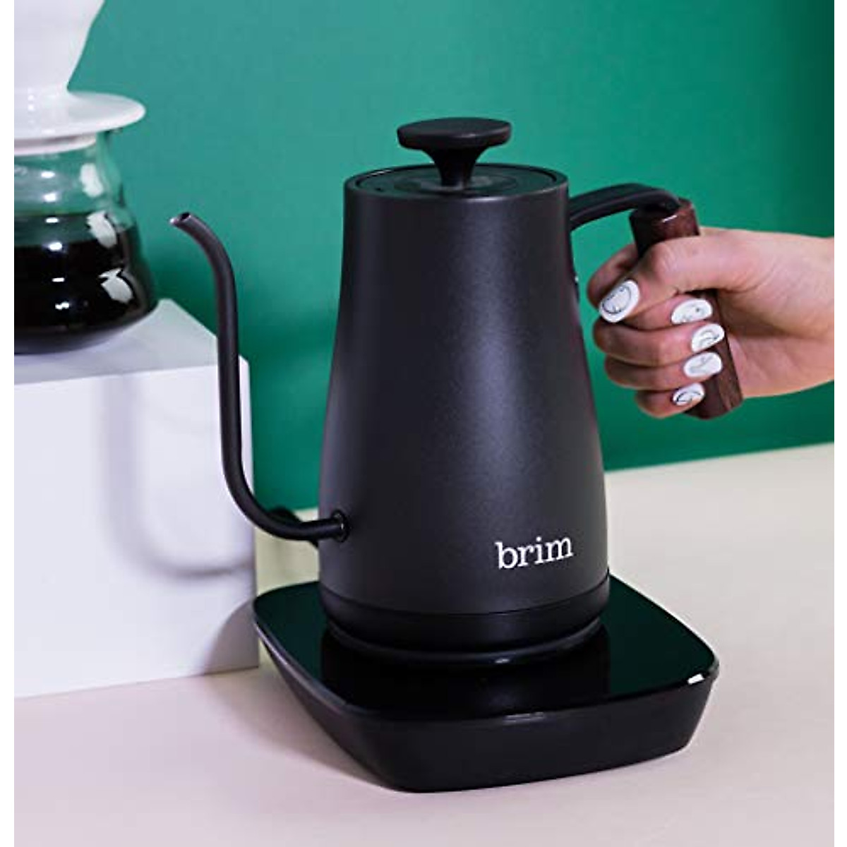 brim Temperature Control Electric Gooseneck Kettle with Capacitive Touch, Black