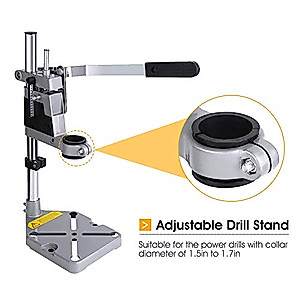 Benchtop Drill Press, Drill Workbench Repair Tool Clamp Universal Bench Clamp Drill Press Stand Workbench Repair Tool for Drilling Collet Workshop, Single Hole Aluminum Base