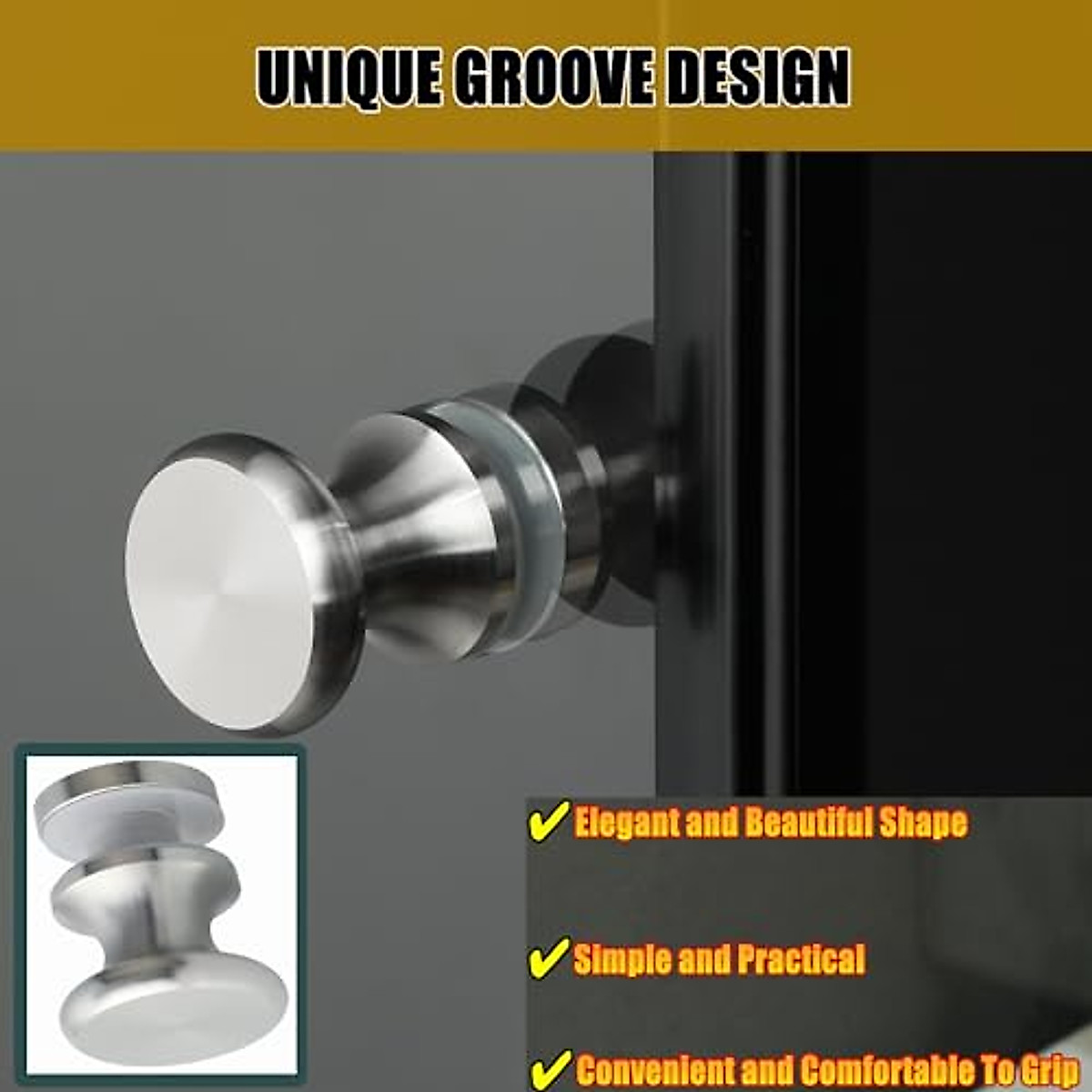 Alise Shower Glass Door Handle,Sliding Shower Doors Knob,Single Side Pull Hardware Replacement Parts,Solid SUS304 Stainless Steel Knobs,Brushed Nickel XLS200DB-LS