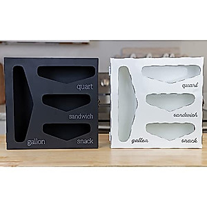 AuldHome Enamelware Kitchen Bag Organizer (White), Farmhouse Style Holder Compatible with Zipper Seal Kitchen Storage