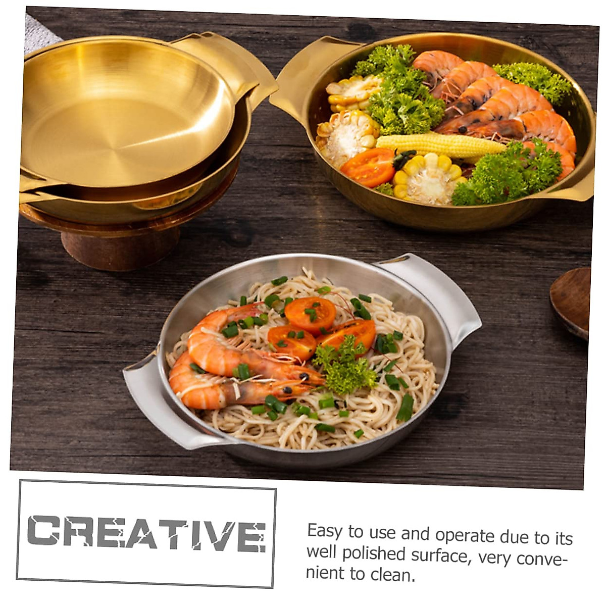 PRETYZOOM Stainless Steel Seafood Pot Double Handle Cooking Pan Cookware Non Stick Pan Casserole Pot Sturdy Cooking Pot Nonstick Frying Pan Camping Stew Pot Metal Grill Pan Griddle