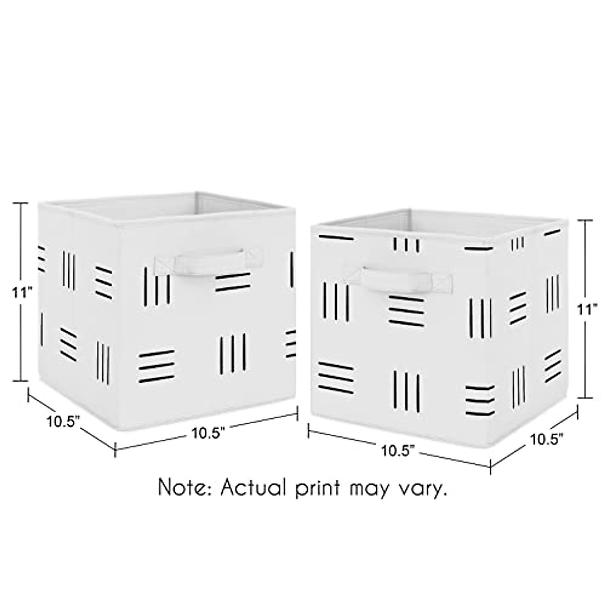 Sweet Jojo Designs White and Black Boho Mudcloth Foldable Fabric Storage Cube Bins Boxes Organizer Toys Kid Baby Set of 2 Black and White Bohemian Woodland Tribal Southwest Mud Cloth Hatch Triple Line