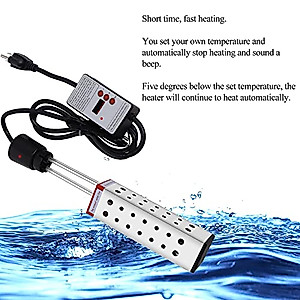 𝑼𝒑𝒈𝒓𝒂𝒅𝒆 1500W Electric Immersion Water Heater for Bathtub/Hot Tub/Inflatable Pool, Stainless Steel Submersible Bucket Heater with Temperature Controller, Rapid Heat 5 Gallons Water in Minutes