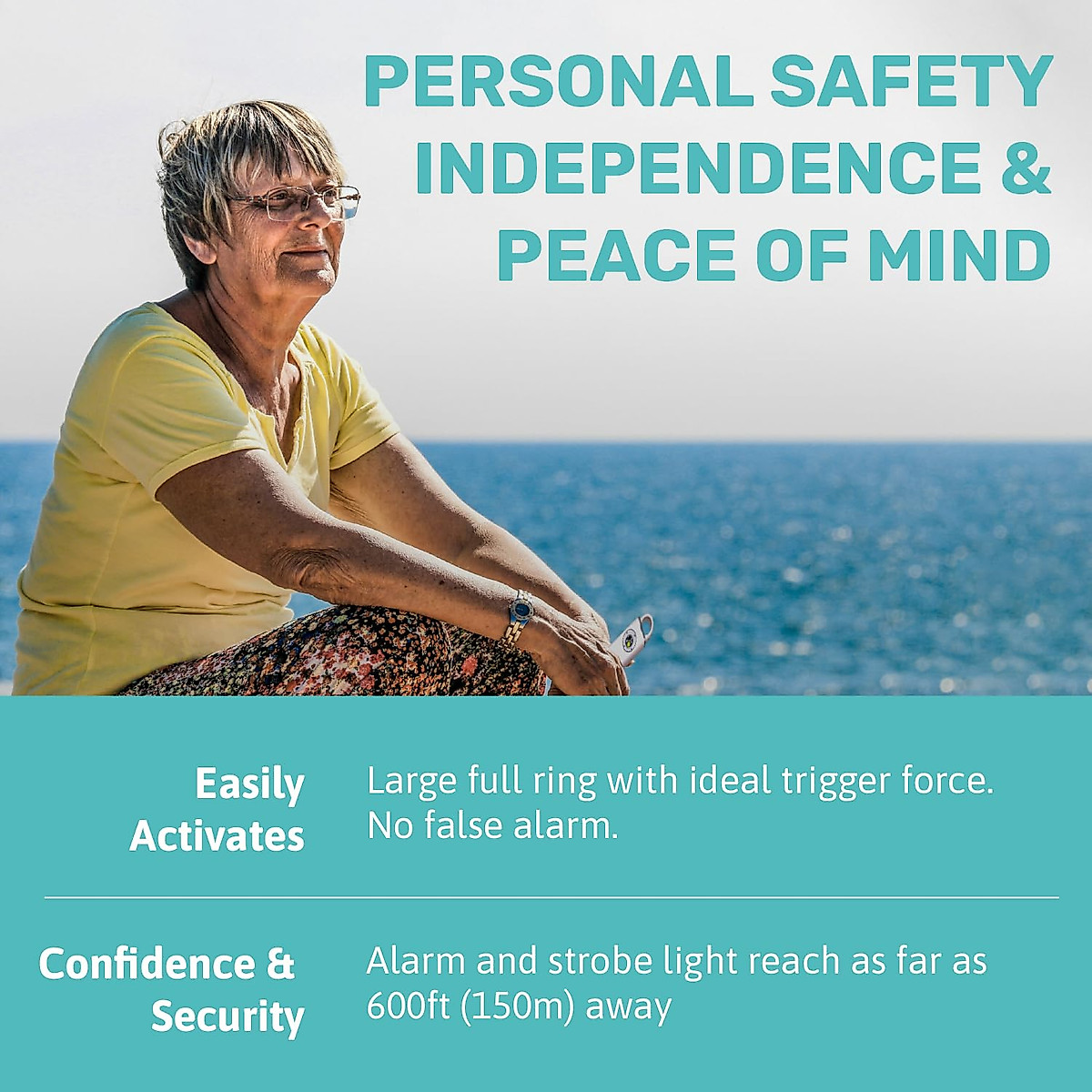 Elos Personal Alarm Keychain for Women & for Seniors Pull pin, LED Light, 130db Siren - Safealarm with Loud Protector, Hand held Safety Alarms, Pocket Alarm Protection for Emergency (Smoky Black)