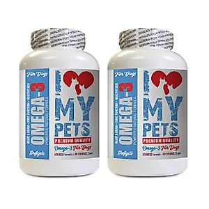 I LOVE MY PETS LLC Dog Joint Health Care - Omega 3 Fish Oil for Dogs - Advanced Premium Quality - Dog Memory Supplement - 360 Softgels (2 Bottles)