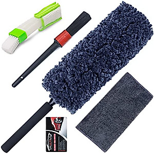 Car Duster Kit, Ultra Soft Microfiber Duster with Storage Bag, Unbreakable Handle, Lint & Scratch Free, Exterior or Interior Use, Pollen Remover, Best Car Accessories for Cleaning Dasboard SUV Home