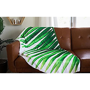 Giant Serene Palm Leaf Blanket - Large Leaf Shaped Blanket 90''x76'' Soft Plush Plant Shaped Throw Blanket Palm Leaf Blanket Shape Design Decorative for Couch Sofa Or Bed, White, Green