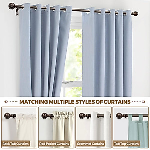 KAMANINA Single Curtain Rod 32 to 58 Inch(2.6-4.8Ft), 7/8 Inch Antique Bronze Adjustable Drapery Rod for Windows, Decorative Netted Texture End