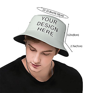 Custom Men's Bucket Hat Outdoor Summer Travel Beach Personalized Bucket Hat Creamy White One Size