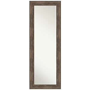 Amanti Art Brown Full Length Mirror for Door, 53x19 Hardwood Mocha Tall Wall Mirror Full Length, Mounted to Door or Closet Wall with no Visible Brackets, Country Rustic Wood Frame, Bedroom Decor