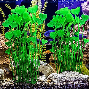 MyLifeUNIT Plastic Fish Tank Plants, 2 Pack Artificial Tall Aquarium Plants for Fish Tank Decor, 15.75 Inches (Green)