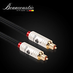 BOAACOUSTIC JIB HiFi Fiber Optical Audio Cable, Toslink Cable Male to Male (S/PDIF) - 6ft/2M