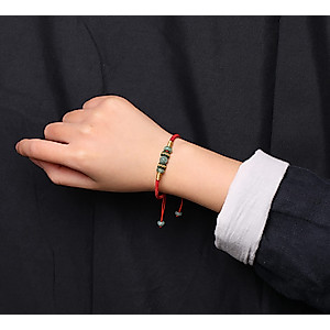 Xgimas Beads Bracelet for Women Men, Adjustable Hand-Woven Cord Lucky Jade Beaded Friendship Protection Red String Bracelets for Friends Gifts