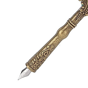 Hztyyier 5 Bottles Colorful ink Writing Gift Box Kit(Purple) Calligraphy Feather Pen Set Glass Ink Feather Fountain Pen with Replaceable Nib School Supplies