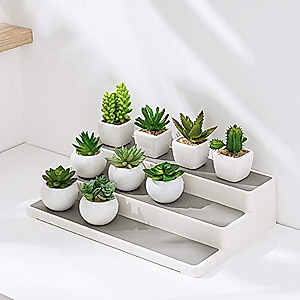 Cq acrylic 2 Pack Spice Rack Organizer for Pantry,14.5 Inch Tiered Seasoning Can Shelf Organizer For Cabinet,White