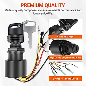 87-17009A2 87-17009A5 Boat Ignition Switch Replacement for Mercury Mariner Outboard Motor Control Box Ignition Key Switch with 2 Keys 3 Position 6 Wire Connectors for Mercury Push Choke Ignition