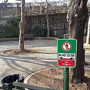 SmartSign 18 x 12 inch “Do Not Litter - Area Under Video Surveillance” Metal Sign, 63 mil Aluminum, 3M Laminated Engineer Grade Reflective Material, Multicolor