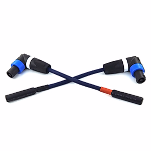 WJSTN-19 1/4 TS Female to Right Angle Speakon Speaker Audio Cable Right Angle Speakon To6.35 mm（Female） Mono Jack Adapter，1/4" to Twist Lock Right Angle Speak-on Cord -2 Pack (6IN)