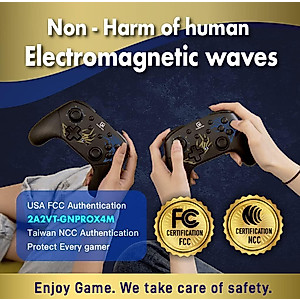 GAME'NIR DRAGON PATTERN Wireless Switch Controller Support NFC Amiibo, Ergonomic Switch Pro Controller for Switch/Switch Lite/Switch OLED with Dual Motor, Gyro Axis, Turbo Function, 5 Level Vibration
