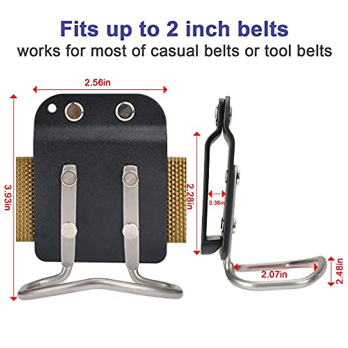 iGuerburn Hammer Holder Loop - Hammer Holster Clip on 2" Tool Belt, Hammer Belt Hook for Rip Claw Framing Hammer, Rock Heammer