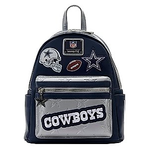 Loungefly NFL: Dallas Cowboys Backpack with Patches, Dallas Cowboys Gifts for Women Mini Multicolor