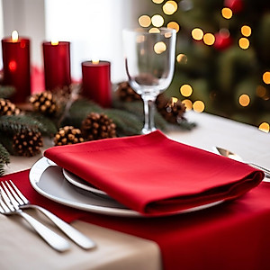 COTTON CRAFT Christmas Red Napkins -12 Pack 100% Cotton Dinner Napkins - All Year Xmas Fall Thanksgiving Celebration Party Gift Holiday Table Napkin - Soft Washable Reusable Cloth Napkin -18x18