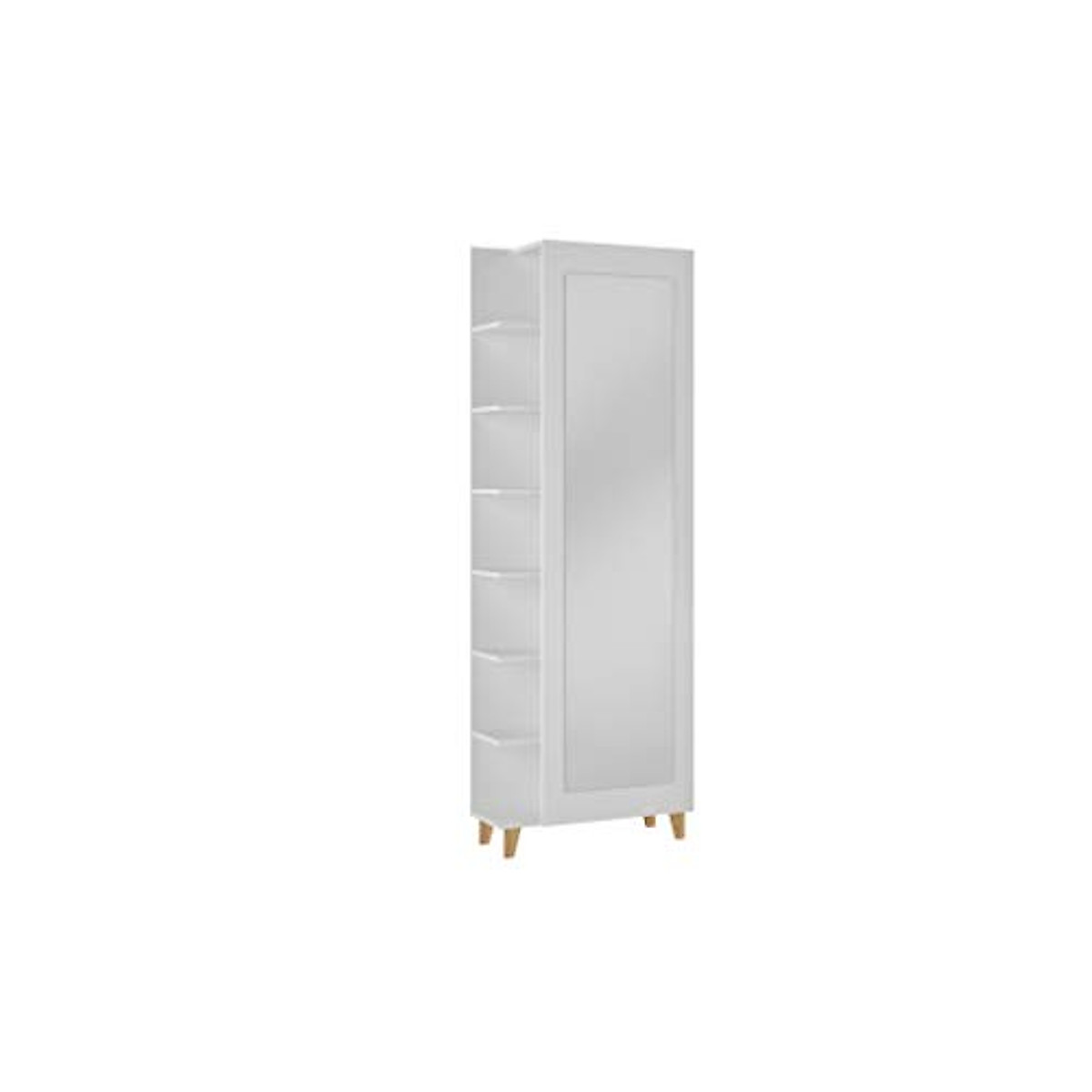 Manhattan Comfort Minetta Mid Century Modern 7-Shelf Shoe Closet with Mirror, 74.4", White