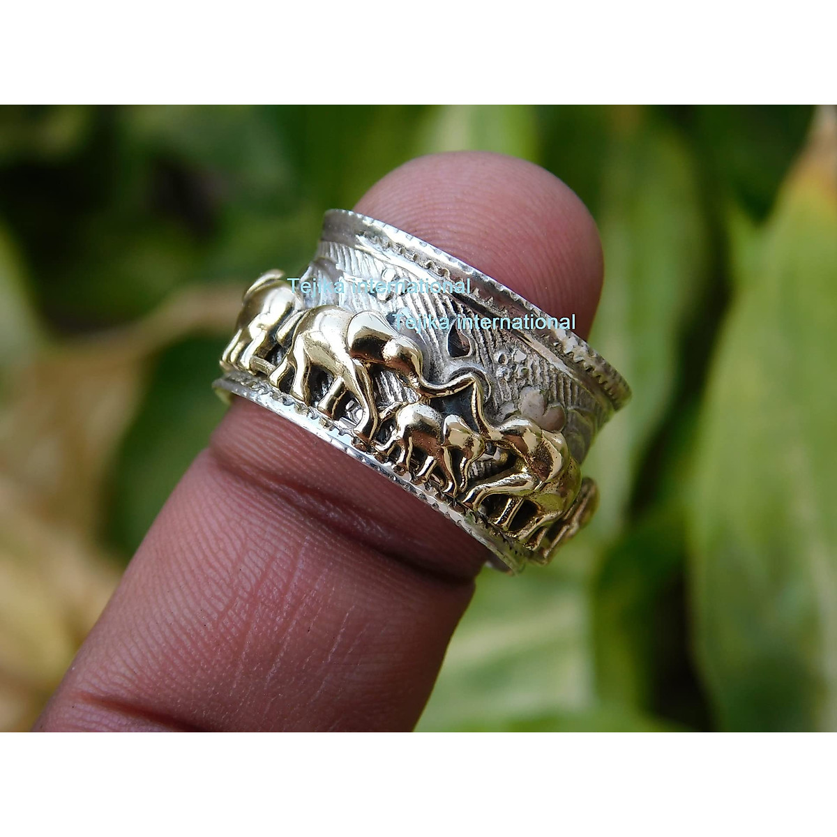 Spinner Ring, Elephant Design Spinner Band Ring, 925 Sterling silver, Handmade Silver Band Elephant Spinner Ring, thumb Ring, worry ring for animal spinning men women, BY TEJIKA (11)