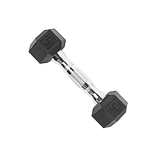 CAP Barbell Coated Hex Dumbbell with Contoured Chrome Handle, Single, 5 Pounds