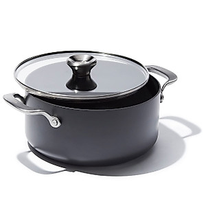 OXO Professional 5QT Stock Pot with Lid, Hard Anodized Ceramic Nonstick Cookware PFAS-Free, Stainless Steel Handles, Induction Suitable, Diamond Reinforced Coating, Dishwasher and Oven Safe, Black