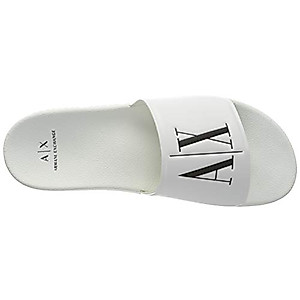 A|X Armani Exchange Men's Icon Project Logo Slip-on Slide Sandal Flip-Flop, Op.white, 7