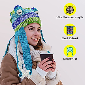 Aizami Knitted Winter Hat Knit Beanie Octopus Hat Unique Soft and Warm Hand Weave Hat for Women and Men Christmas Hat Blue-White, 7 1/8