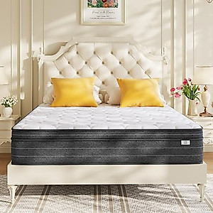 koorlian Queen Size Mattress, 12 Inch Hybrid Queen Mattress in a Box, 3 Layer Premium Foam with Pocket Springs for Motion Isolation and Pressure Relieving, Medium Firm Feel, 120-Night Trial
