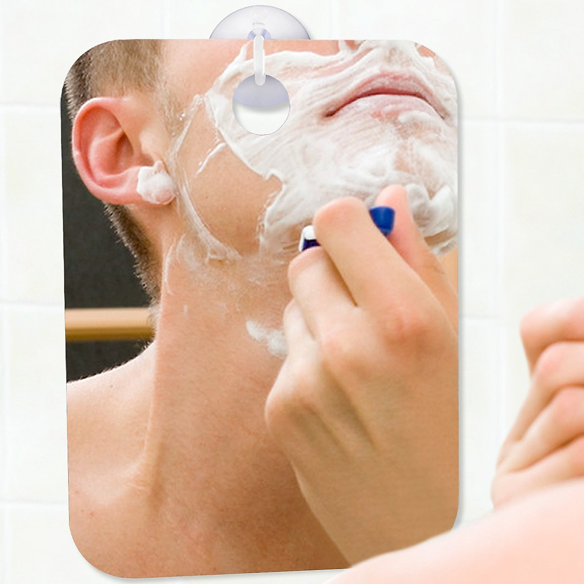 QSHAVE Fogless Shower Mirror Large Size with Suction Hook and Adhesive Hook Perfect for Shaving