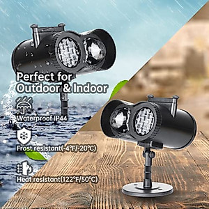 Halloween Christmas Projector Lights Outdoor 2-in-1 Waterproof Ocean Wave Projector Lights 26 HD Effects 3D Pattern & Ocean Wave with RF Remote Control for Xmas Thanksgiving Holiday Party Garden Decor