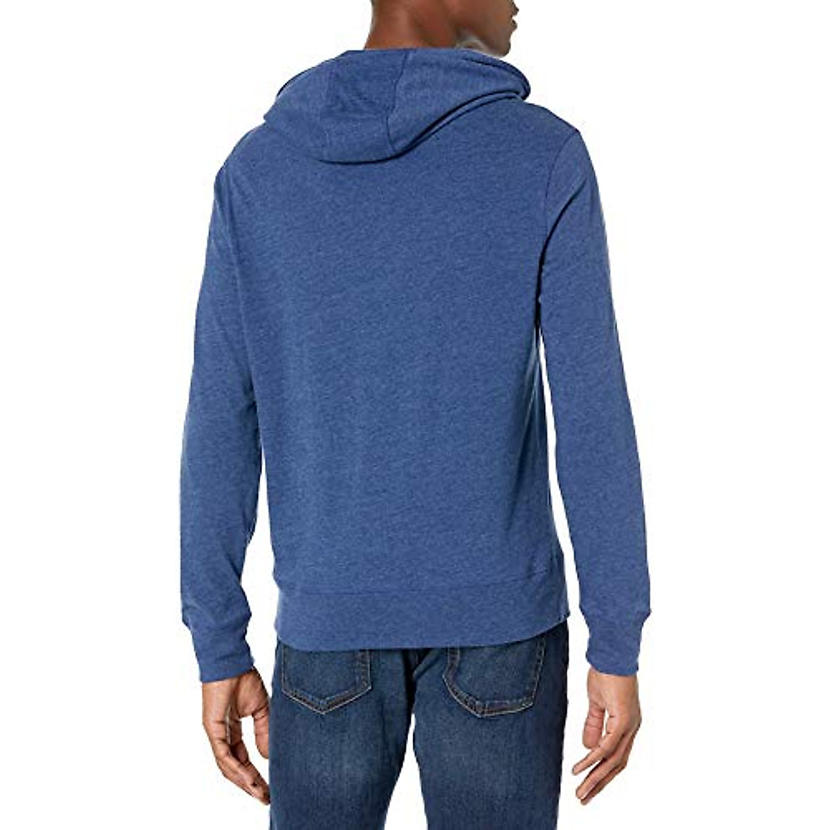 Amazon Essentials Men's Lightweight Jersey Pullover Hoodie, Blue Heather, Large
