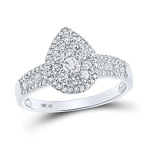 The Diamond Deal 14kt White Gold Round Diamond Cluster Bridal Wedding Engagement Ring 3/4 Cttw