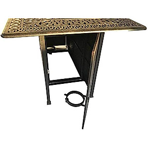 Sunvuepatio 7 Piece Outdoor Cast Aluminum Dining Set with Fire Pit Table All Swivel Rocker Chairs.