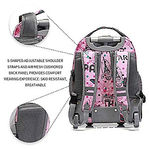 Tilami Rolling Backpack 16 Inch School College Travel Carry-on Backpack Boys Girls, Travel