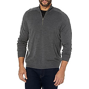 Amazon Aware Men's Regular-Fit Merino Wool Half-Zip Sweater (Available in Tall), Charcoal Heather, Large