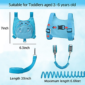 Toddlers Cute Animal Safety Harness with Leashes Kids Anti Lost Wrist Leash Link Wristlets,Hippo