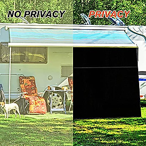 WELLUCK RV Awning Sun Shade Screen with Zipper, 9'X15' Black Mesh Camper Sunshade RV Awning Accessories, UV Blocker Privacy Screen Complete Kit for Motorhome Camper Travel Trailer Canopy