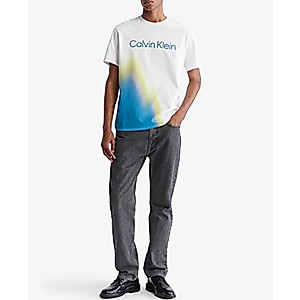 Calvin Klein Men's Relaxed Spray Painted Crewneck T-Shirt, Brilliant White