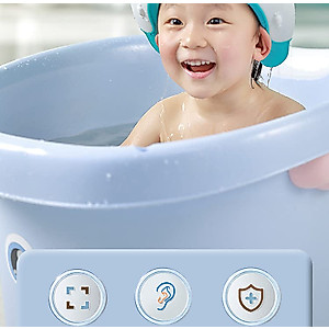 Baby Shower Cap for Washing Hair, Cartoon Dinosaur Kids Bath Hat Protect Baby’s Eye and Ear, Shampoo Visor Shield for Toddler Kids Child Infant, Blue