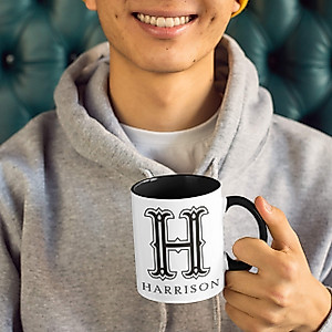 Initial Coffee Mug with Name, 11 Oz / 15 Oz Custom - 9 Colors - Personalized Mugs for Women, Ceramic Coffee Mug Tea Cup for Office and Home Use, Perfect Monogram Gift, Taza Personalizadas