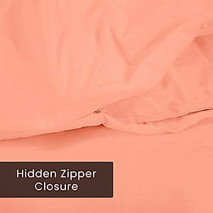 ROYALE LINENS Coral Duvet Cover King Size - 3 Piece Bedding Comforter Covers - Zipper Closure - 1 King Duvet Cover 104x90 inches and 2 Pillow Shams - No Comforter Included