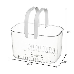 Transparent Multifunctional Shower Caddy Basket, Portable Handle, Waterproof, PET & PP Material, for Bathroom Use