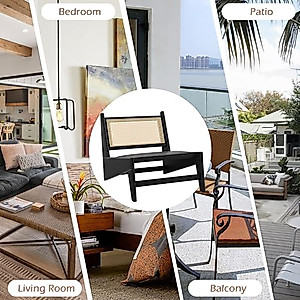 SHINEBOOM Accent Rattan Chairs Mid Century Mordern Boho Side Corner Comfy Chair for Living Room Bedroom Balcony Reading, Black